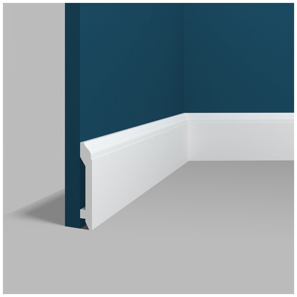 Плинтус напольный 13х82 мм белый ударопрочный Perfect Plus P47-2 метра полистирол высокий под покраску