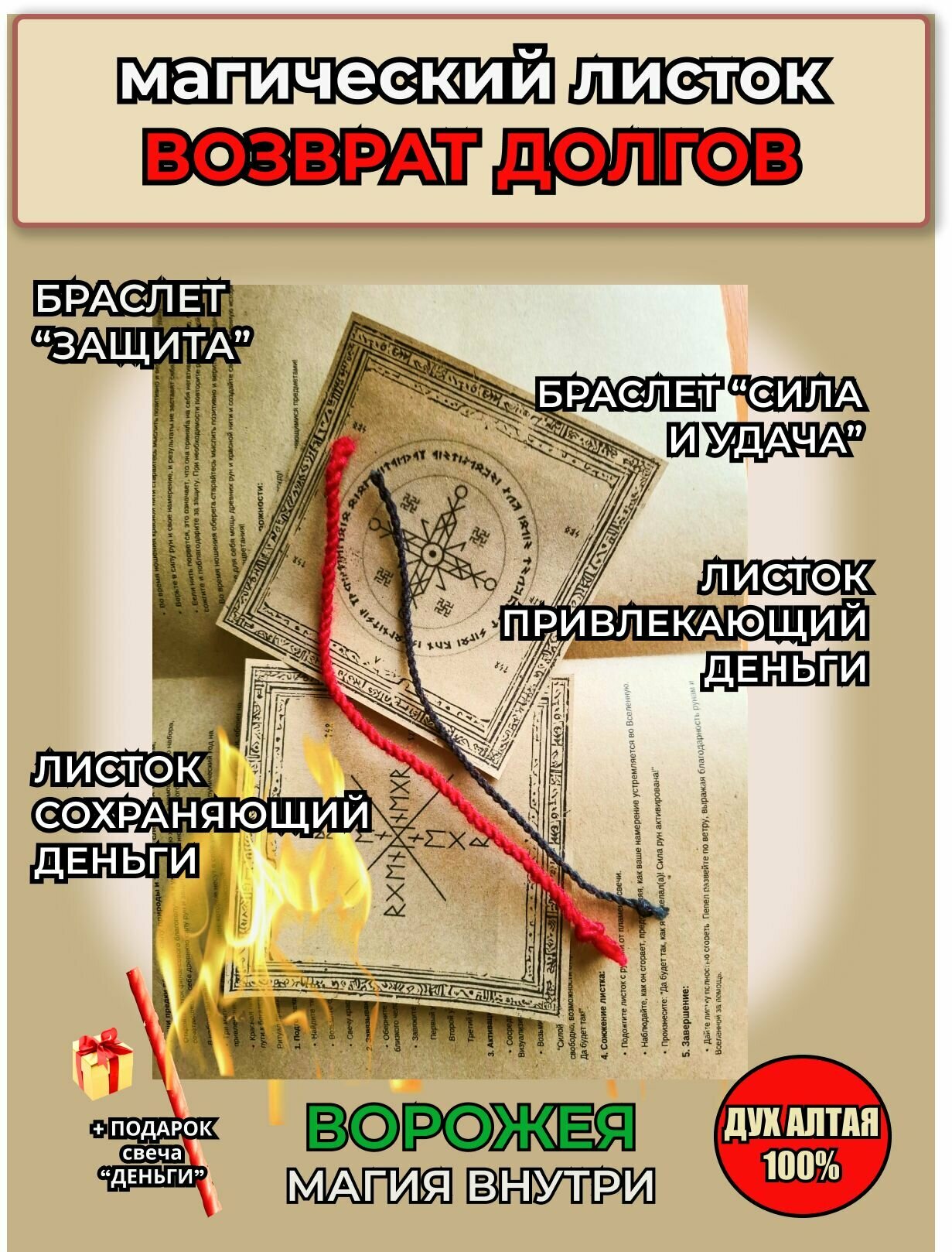Листок программный возврат долгов, заряжен на богатство и удачу, готов к работе.