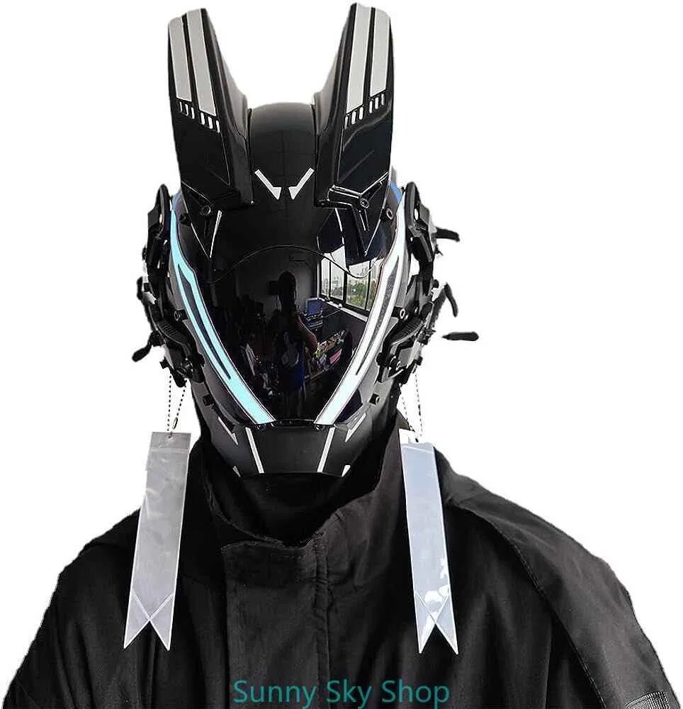 LED Круглая лампа маска с киберпанк элементами для ролевых игр мужских и женских персонажей на Хэлоуин, вечеринках