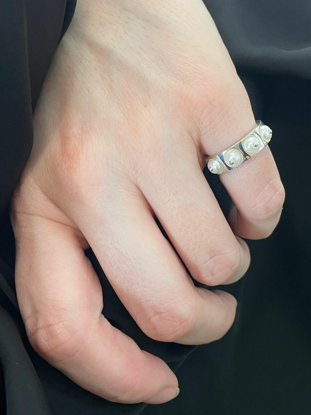 Кольцо, серебро, 925 проба, жемчуг