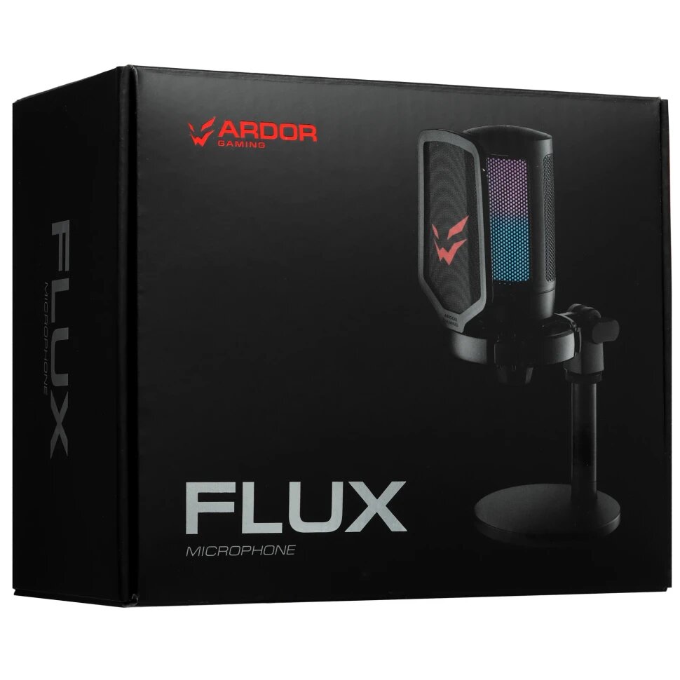 Микрофон ARDOR GAMING Flux, проводной, настольный, USB Type-C, черный