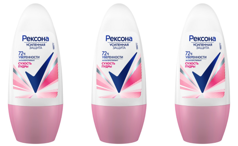 Рексона Дезодорант-антиперспирант, MotionSense, роликовый, сухость пудры, 50 мл, 3 шт