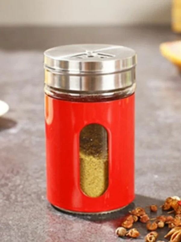 Нержавеющие банки для приправ с стеклянным верхом, ротационный барбекю-контейнер для шашлыка, солевой шейкер, 1 шт.