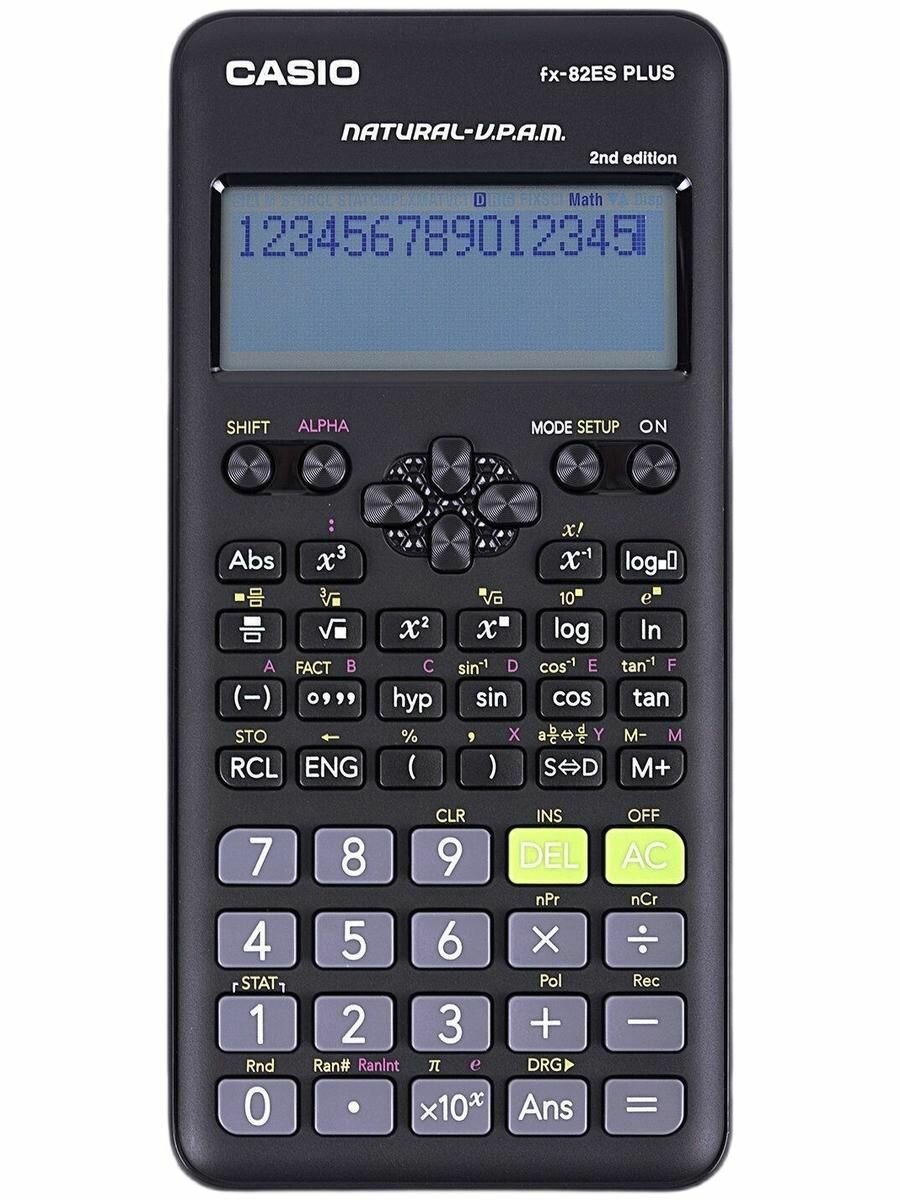 Калькулятор инженерный непрограммируемый научный для ЕГЭ Casio Fx-82esplus-2-wetd (162х80 мм), 252 функции, батарея GreenOne