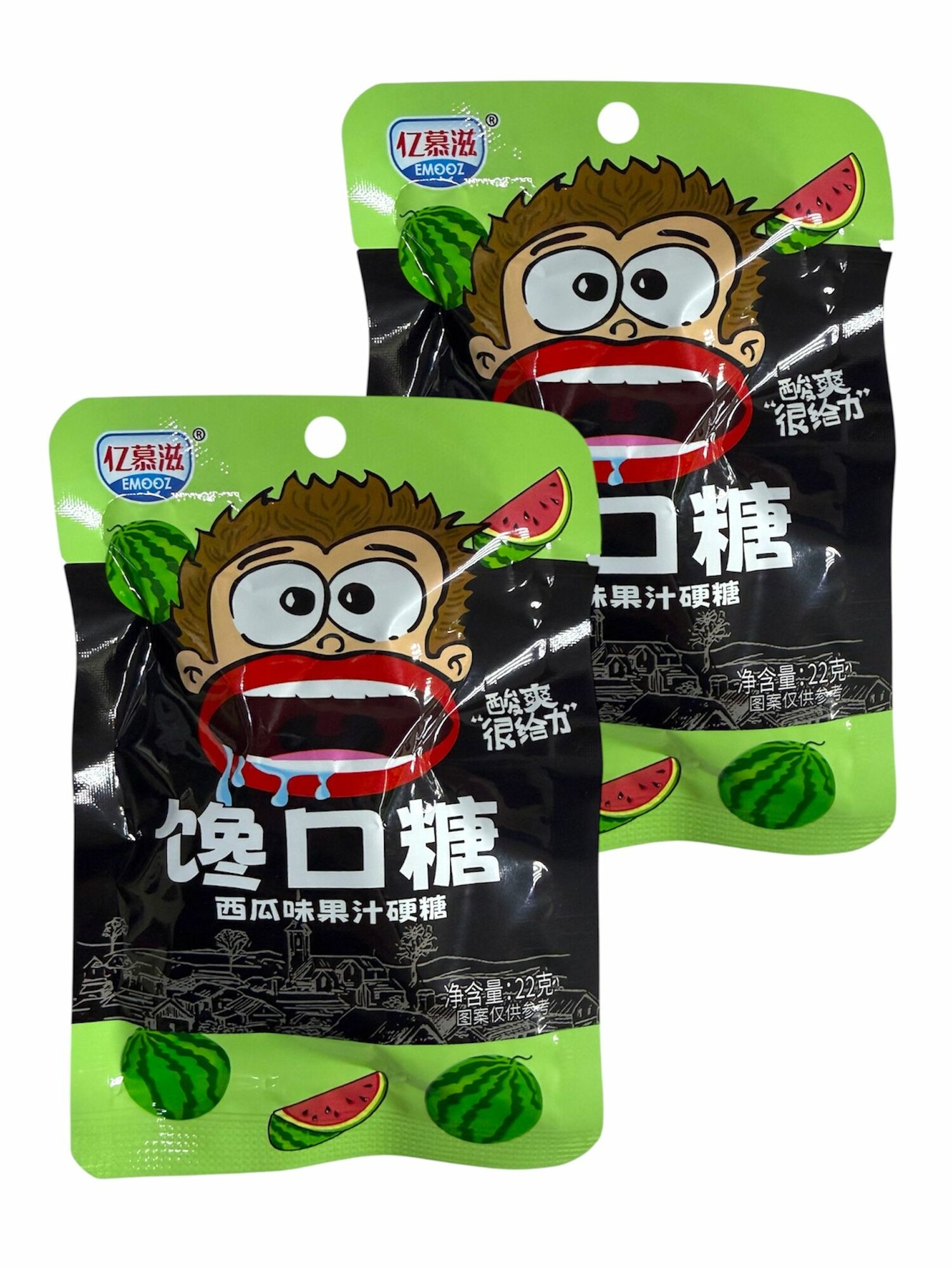 EMOOZ Кислые конфеты со вкусом арбуз 2 шт х 22 гр