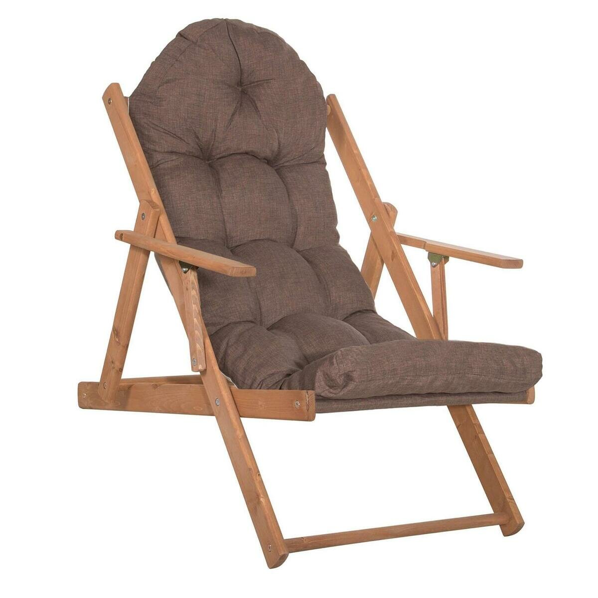 Decathlon Туристический шезлонг Springos Borneo деревянный, с 3-ступенчатой регулировкой и матрасом, до 120 кг. Цвет коричневый