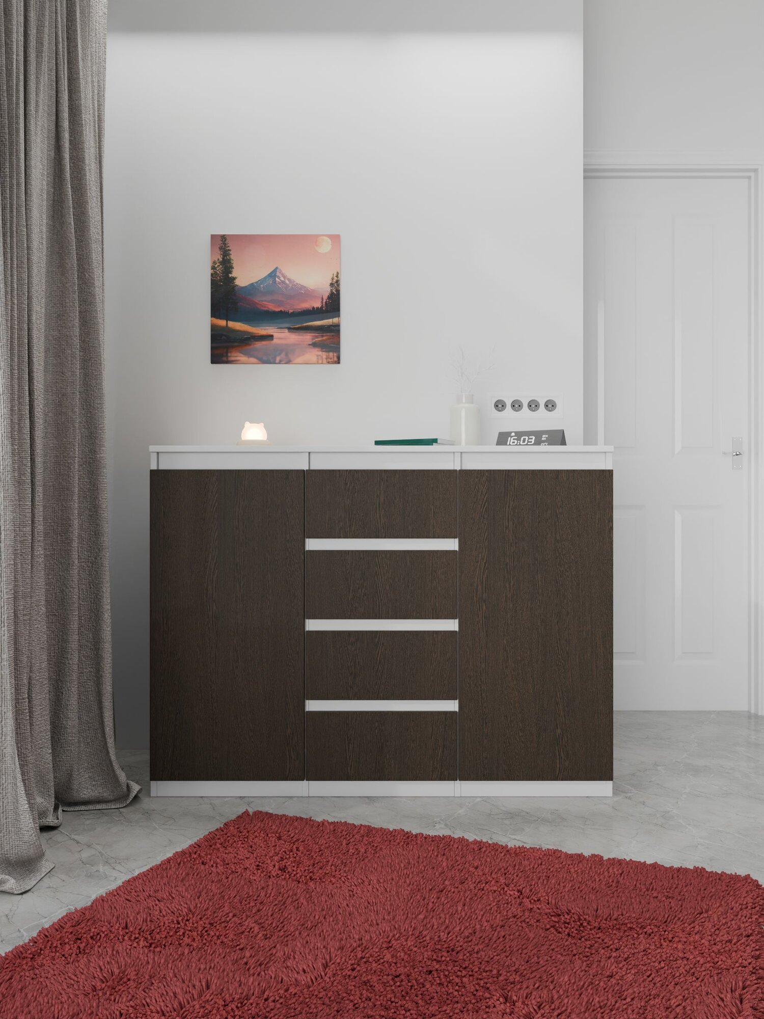 Комод для белья и одежды тоскана, 120х91х50.4 см, белый-венге