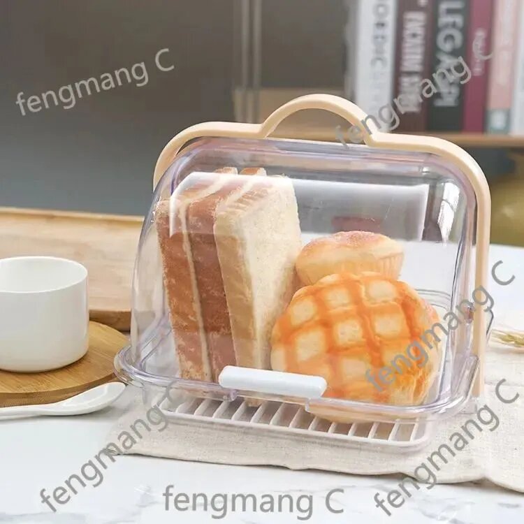 Хлебница пластиковая с крышкой для хранения хлеба и выпечки, прозрачная, белая, 300 г