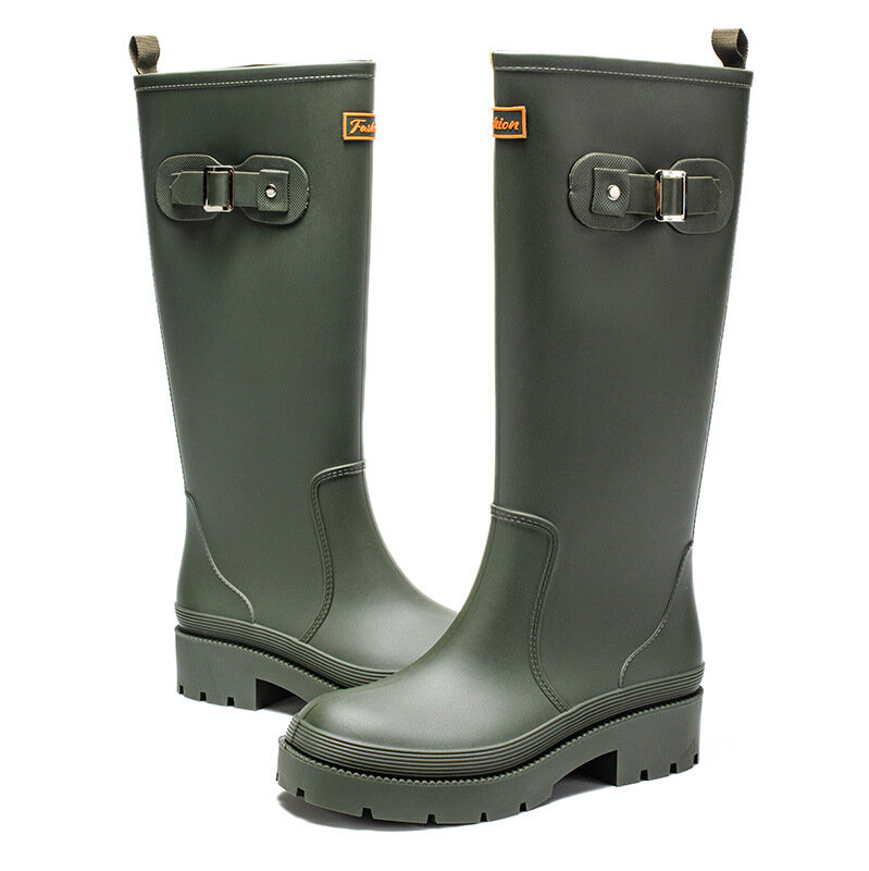 Женские водонепроницаемые сапоги для дождя, высокие резиновые сапоги, водонепроницаемые туфли с пряжками, ботинки Martin, зимние ботинки, мотоциклетные ботинкиРазмер обуви. EU:40