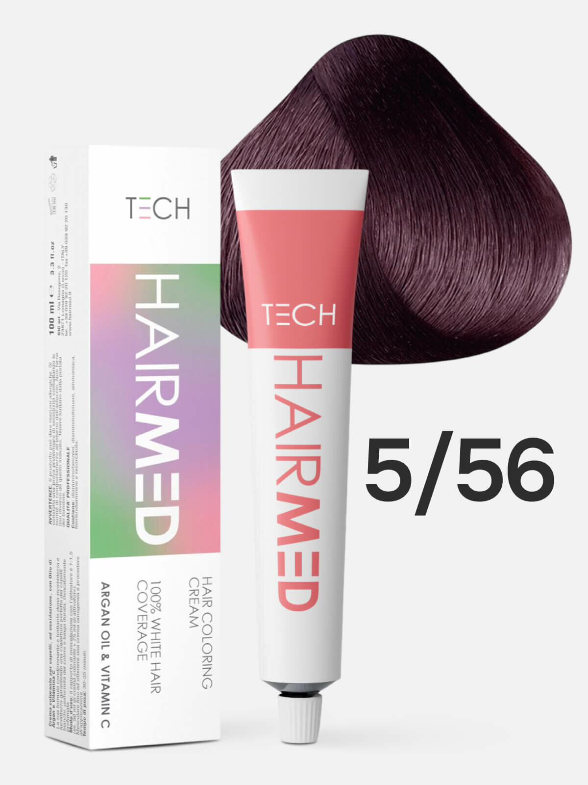 Крем - краска для волос профессиональная Hairmed 5/56 Светлый каштановый Махагоново-красный, 100 мл