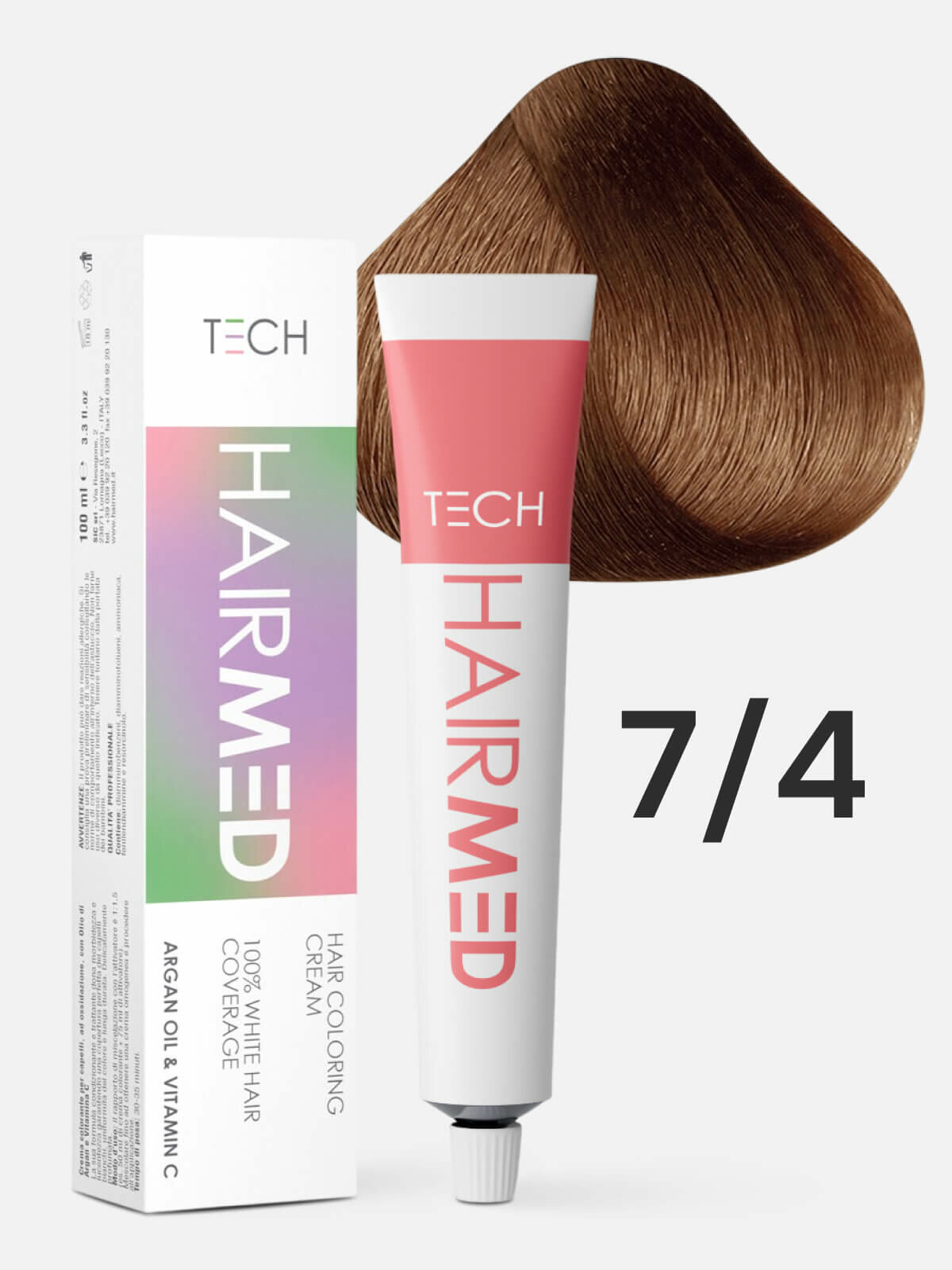Крем - краска для волос профессиональная Hairmed 7/4 Русый Медный, 100 мл