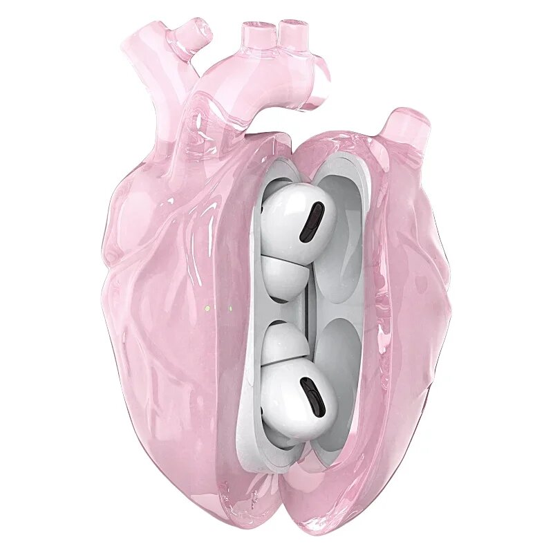 Жидкий силиконовый чехол для AirPods Pro 1/2 с сердцем For Airpod pro 2, Pink