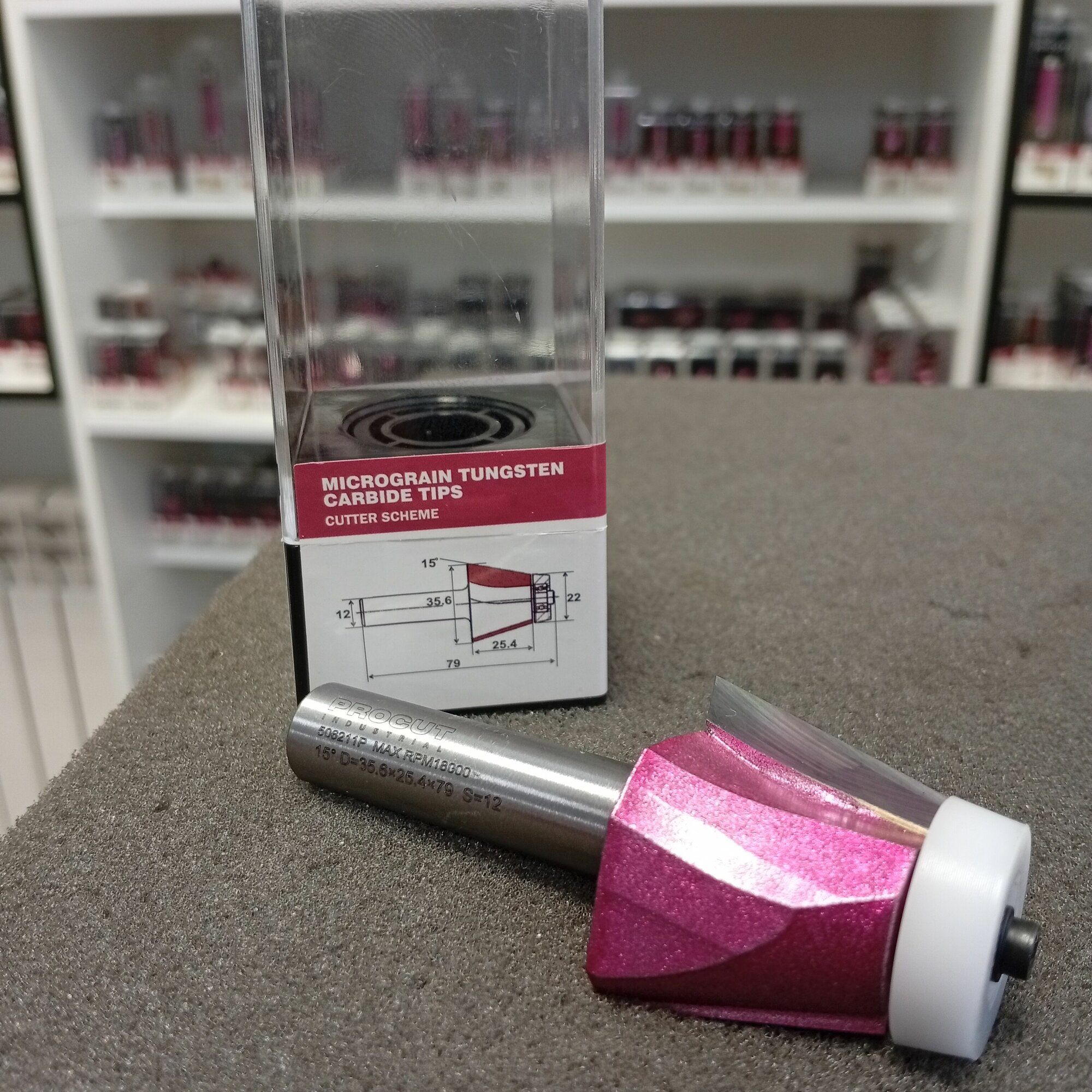 Фреза для снятия свесов 15 градусов (пластиковый подшипник) Z2 D35.61x25.4x79 S12 15 PROCUT