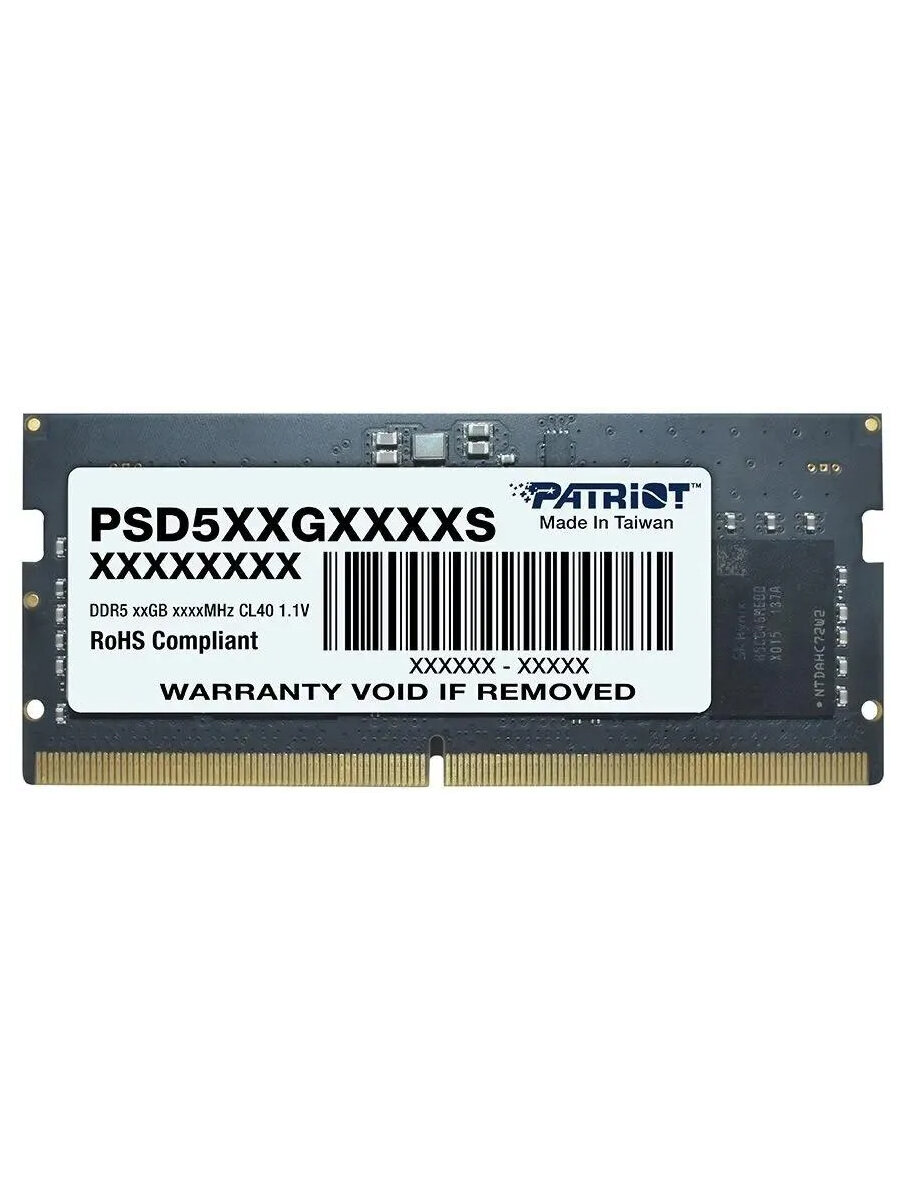 Память PATRIOT DDR5 SO-DIMM 16Gb (PC538400, 4800MHz, CL40, 1.1V, RTL) (PSD516G480081S)