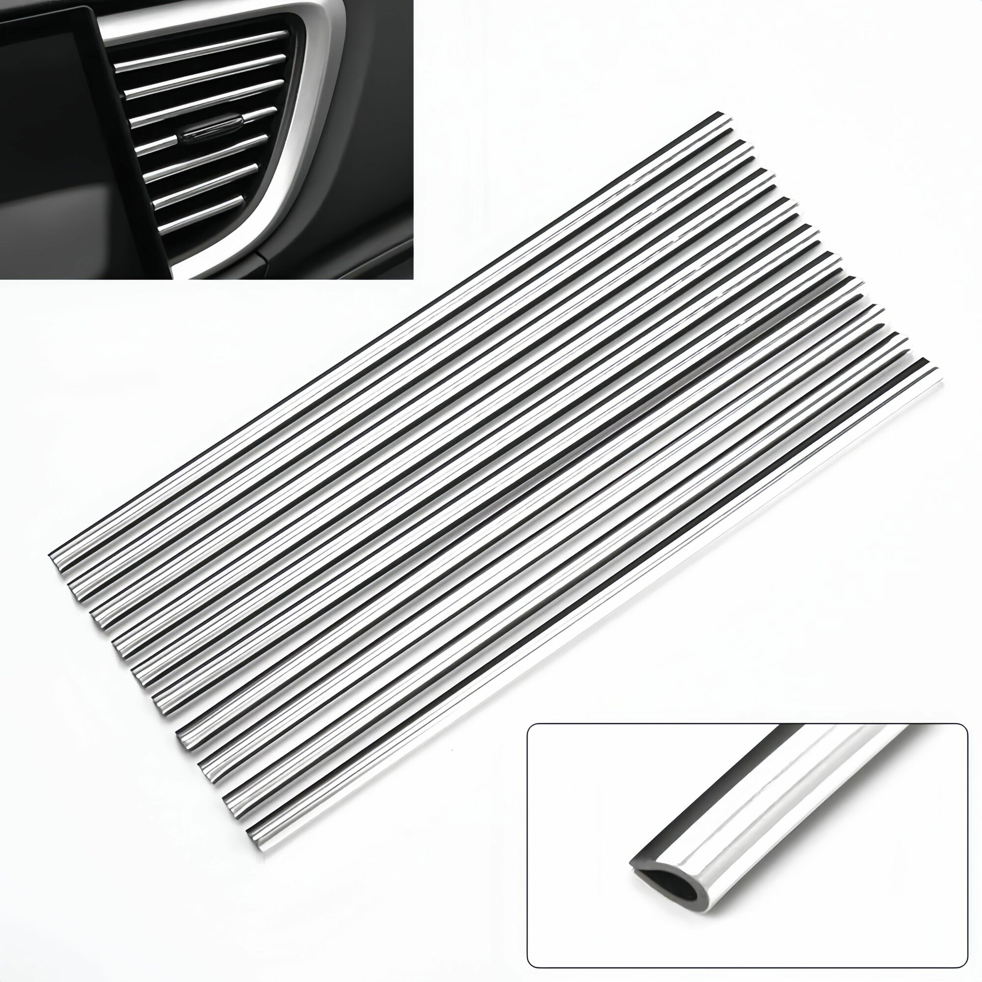 Накладки на воздуховоды автомобиля, 10 шт, декоративные U-образные ПВХ накладки для салона, 5 цветов, около 20 см