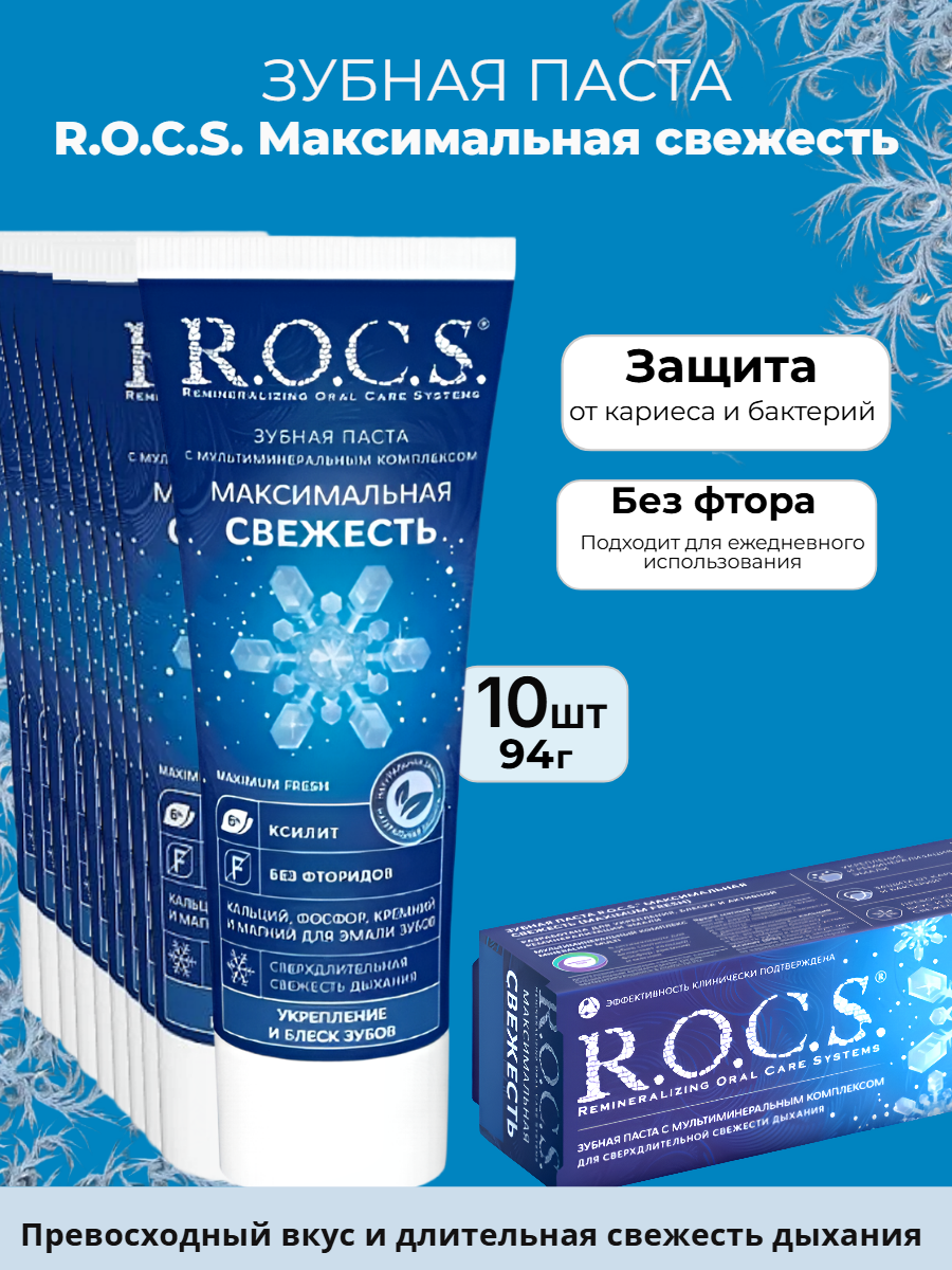 Зубная паста R.O.C.S. Максимальная свежесть 94г 10шт