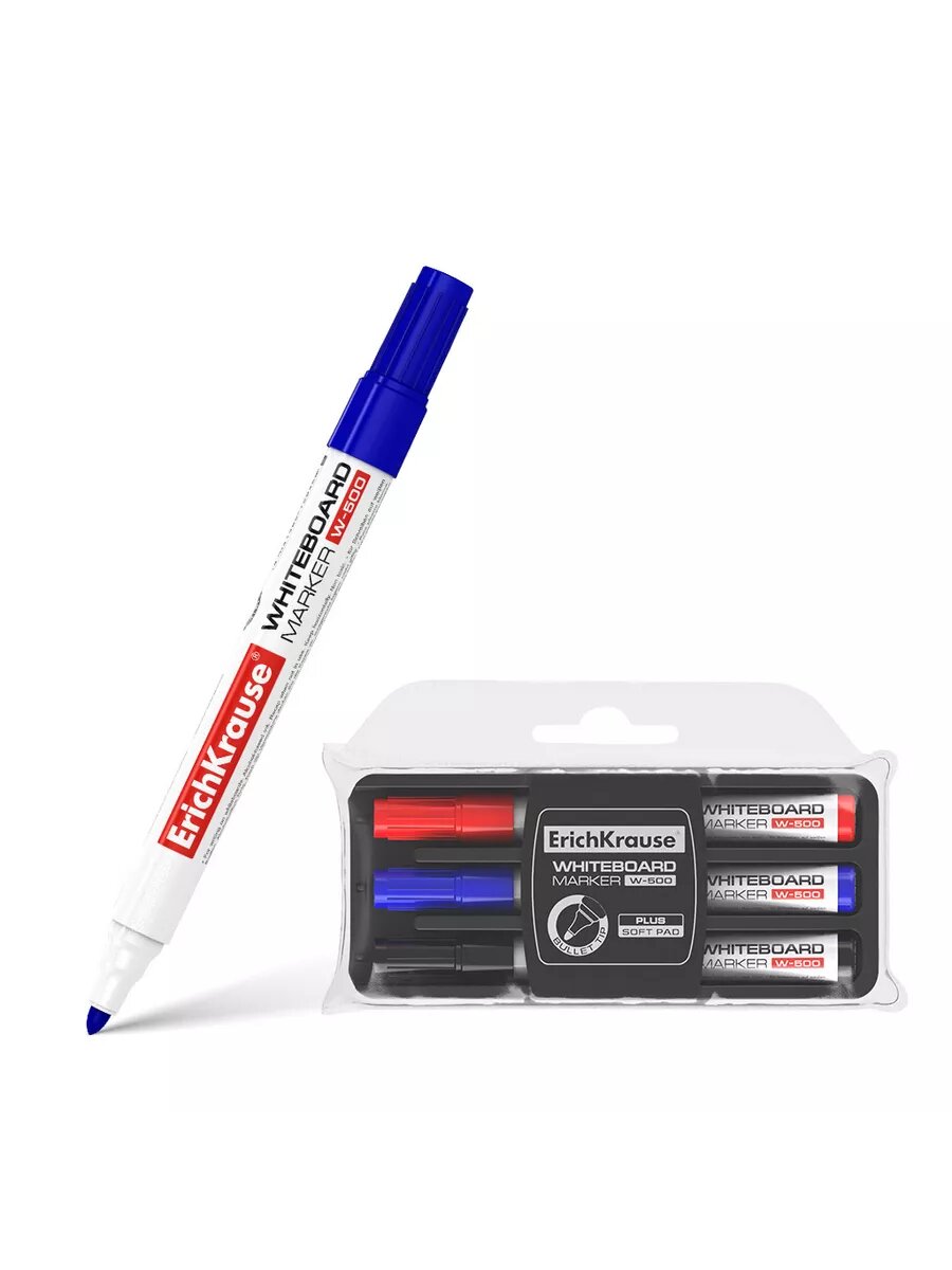 Набор из 3 маркеров для досок с губкой W-500