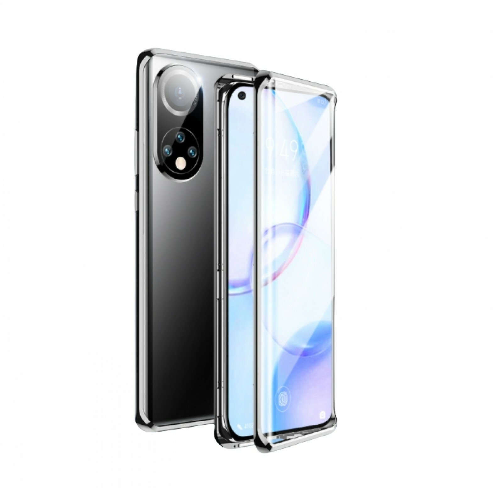 Магнитный чехол бампер MyPads Vetro magnete из закаленного стекла и металла для Huawei Honor 50 и Nova 9