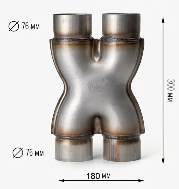 X-PIPE 76 мм из нержавейки для глушителя, разветвитель Х-пайп