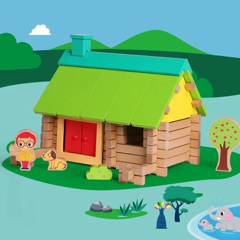 Семья Муван, сделанная своими руками, деревянный дом с врезной и шиповой конструкцией, детские строительные блоки, игрушки, развивающий деревянный дом