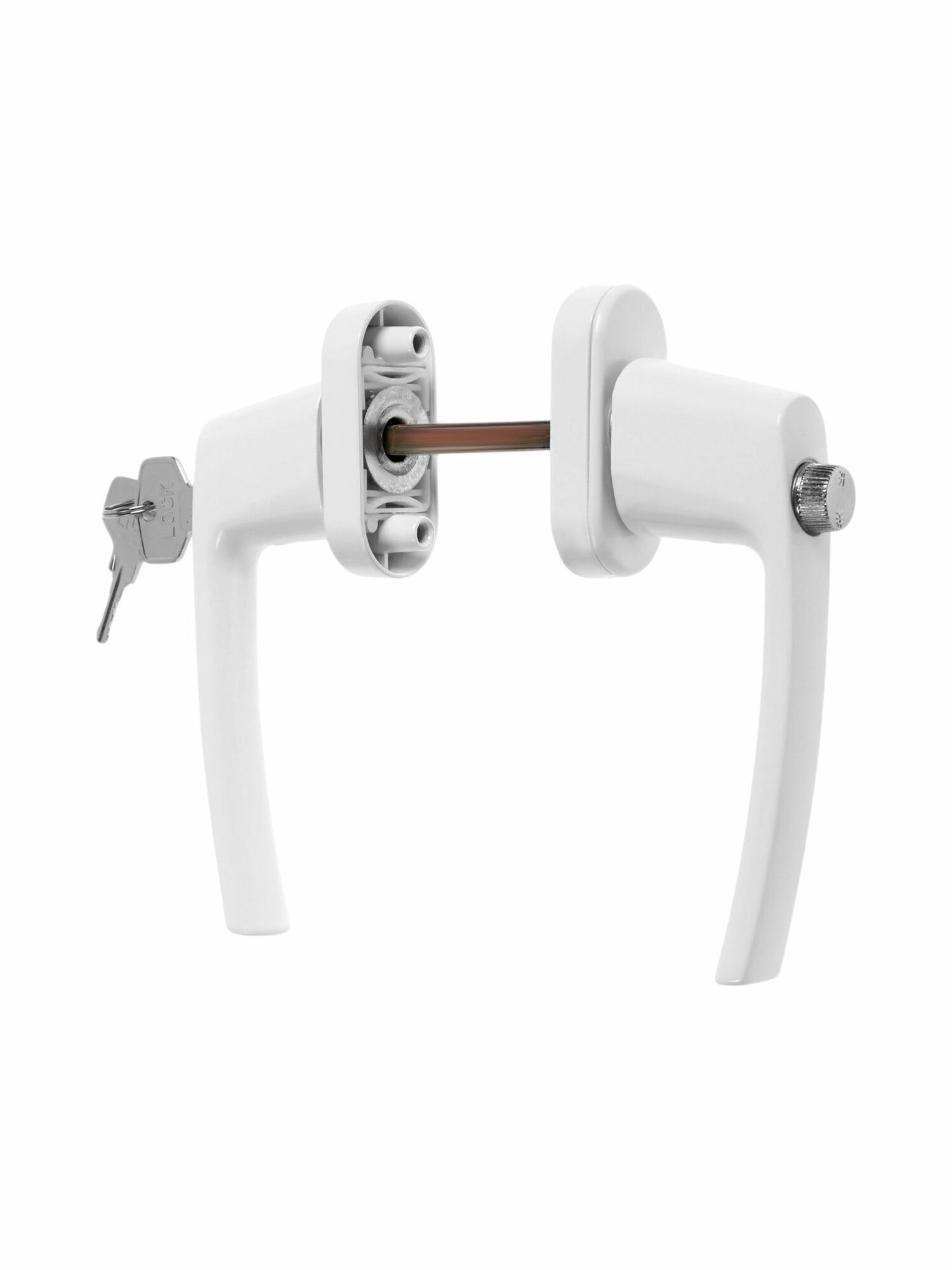 Ручка для окон ПВХ с замком, алюминий, 32 мм, белая, набор 2 шт.