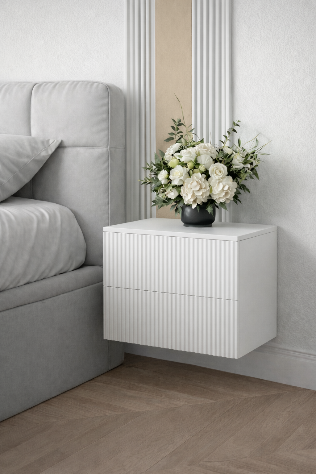 Тумба прикроватная "Моника", подвесная, МДФ, ящик, маленькая, без ручки, в спальню, прихожую, детскую