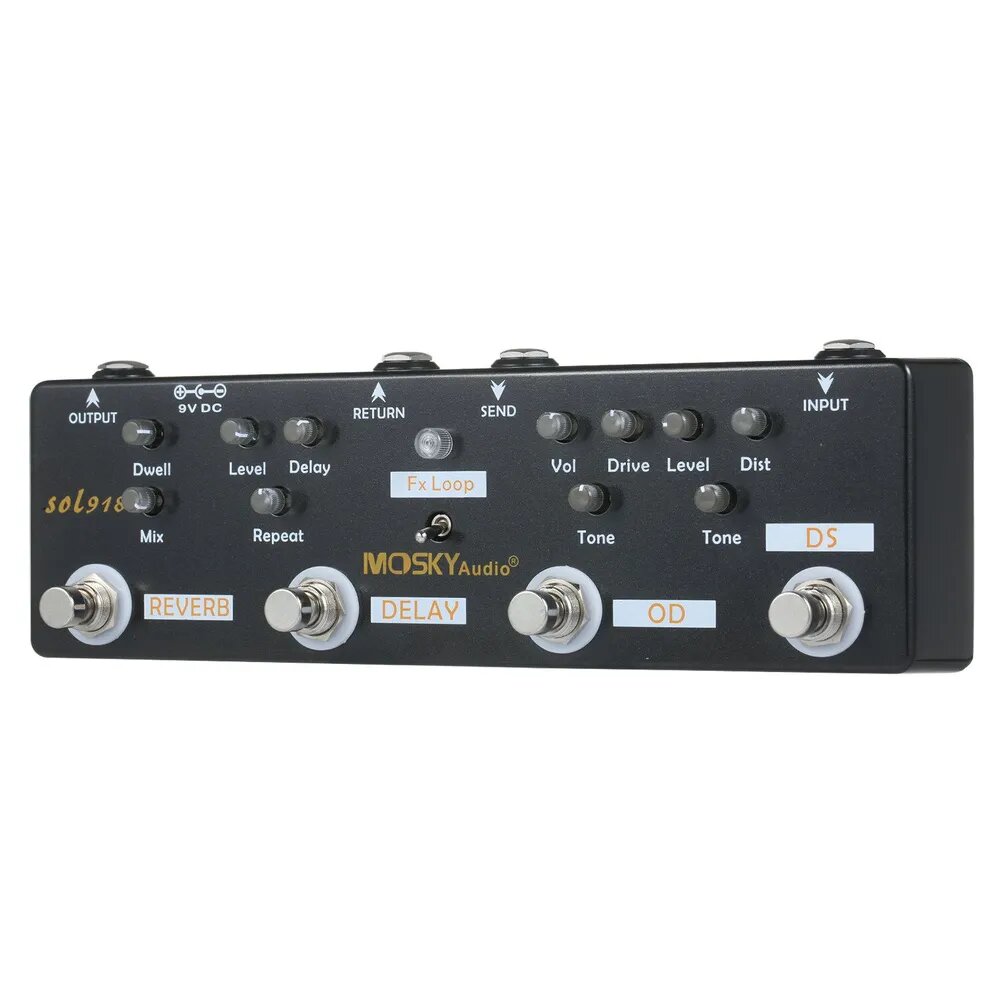 Процессор эффектов MOSKY Audio Sol918, педаль мультиэффектов для электрогитары, черный — фото 1