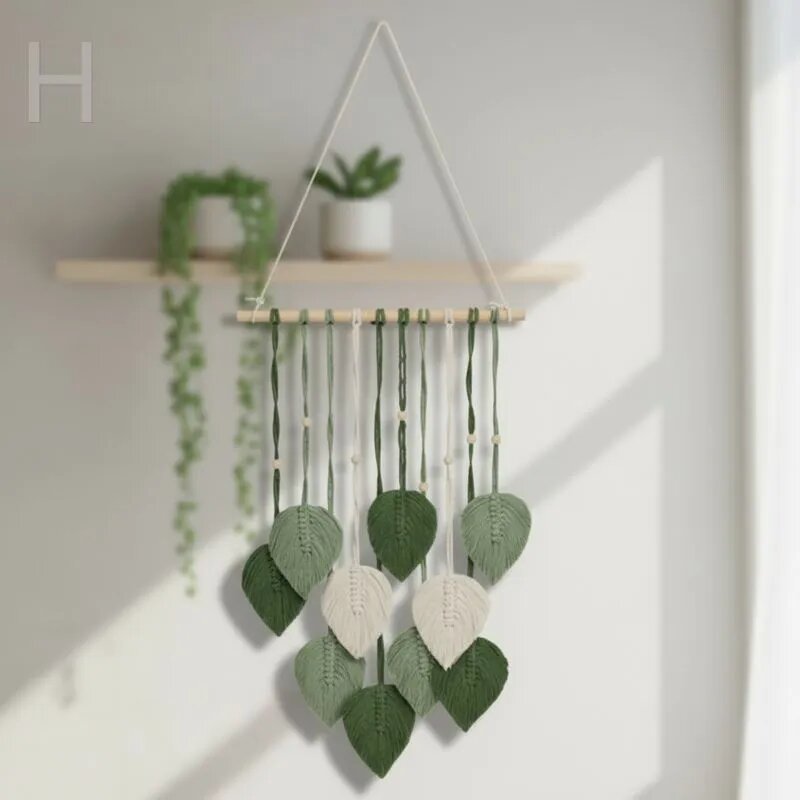 Настенное кружево из гобеленовых панелей из листьев зеленого цвета, ручной работы