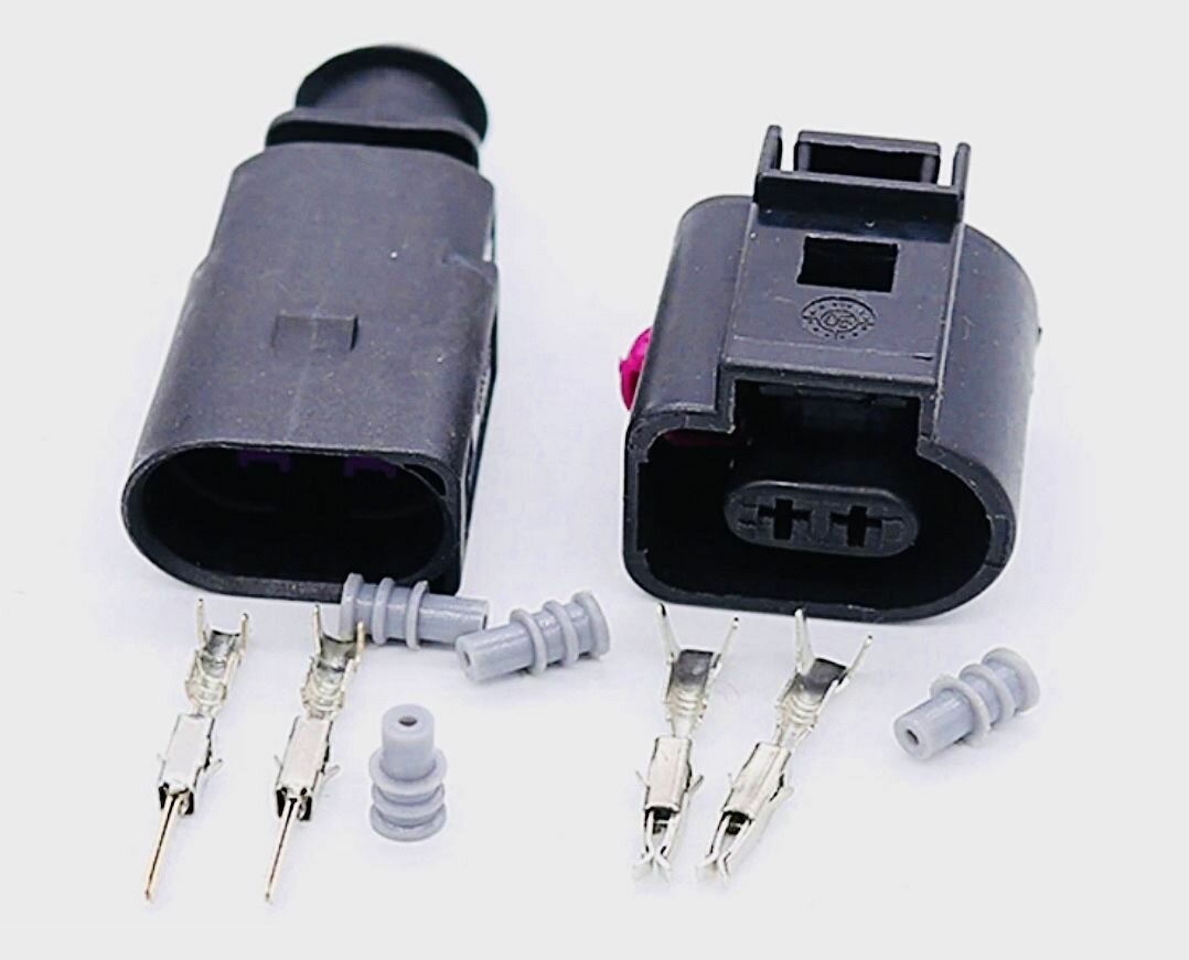 Разъем/фишки датчика износа тормозных колодок 1J0973802 ,1J0973702/Audi, Volkswagen, Skoda VAG 2-х. конт(комплект папа+мама).