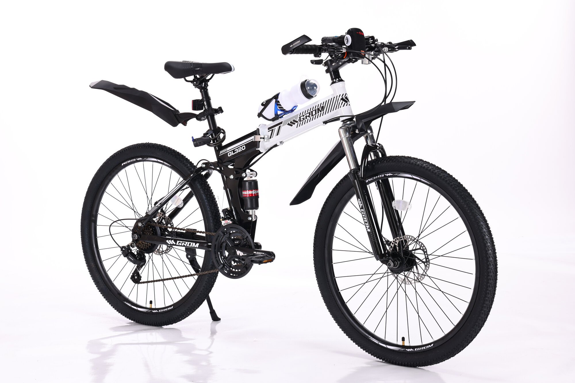 Горный складной велосипед GROM, городской, 26 дюймов / взрослый, мужской и женский для прогулки / скоростной, спортивный велик для подростков белый черный