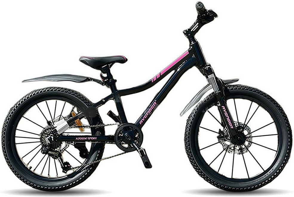 Велосипед Avenger A201DW 20 (2025) (110-130 см), черный-розовый