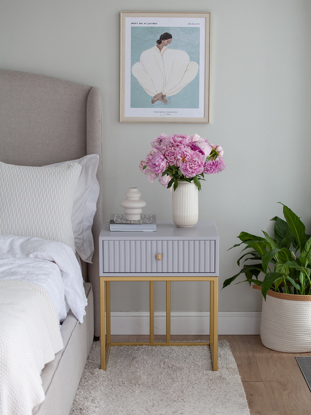 Тумба VERONA GreenWeen, золотой каркас, МДФ Pearl Grey, 53*45*62