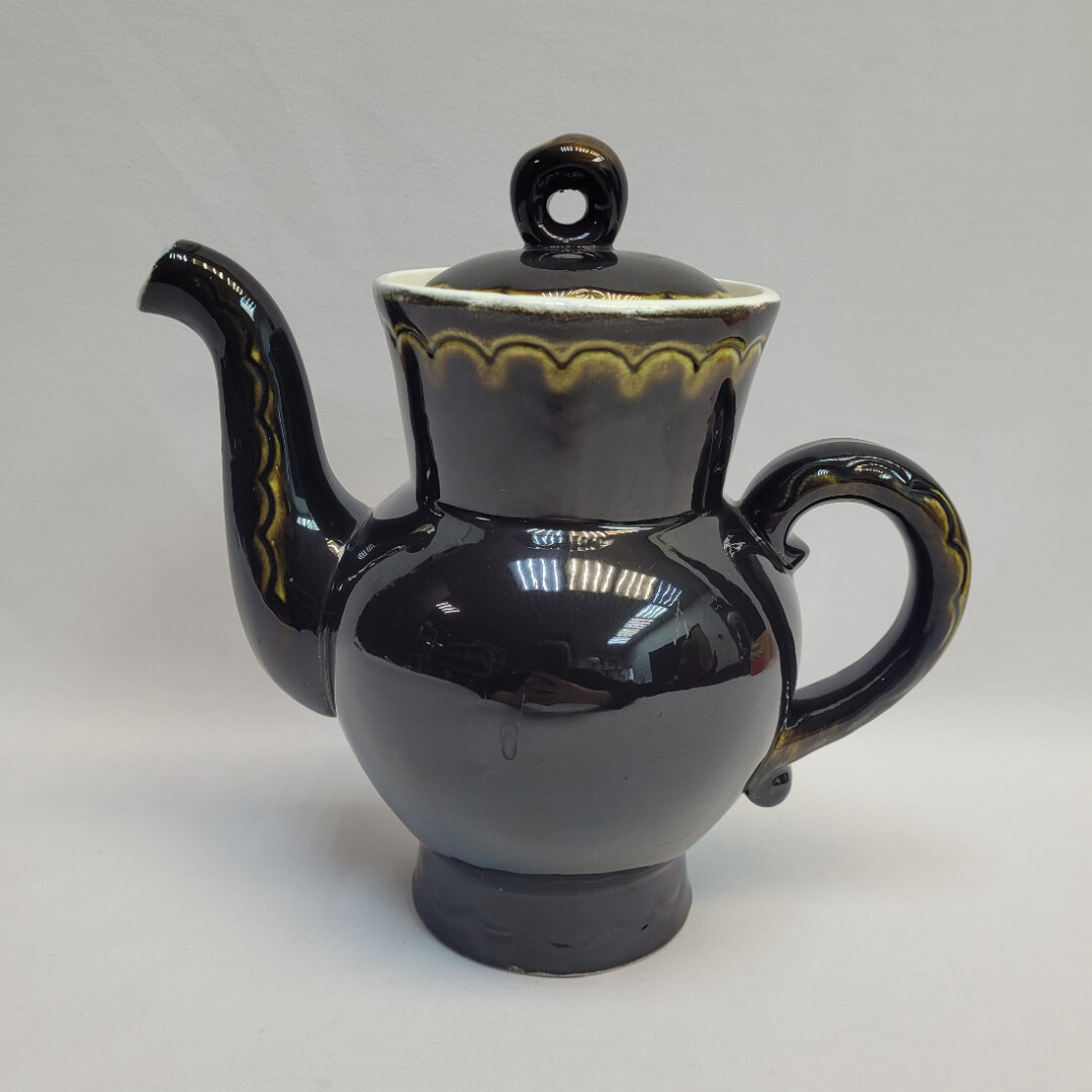 Винтажный чайник заварочный на 1 литр, ЗИК Конакова, фаянс, СССР.
