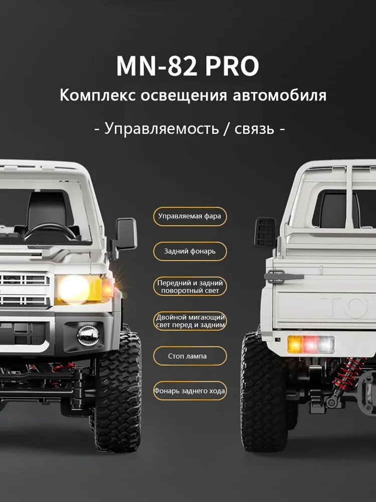 Радиоуправляемая модель MN-82PRO 1:12 Полноприводный пикап LC79 пульт, световые эффекты.