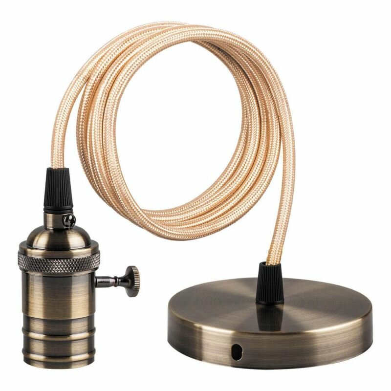 Светильник с проводом 1м Е27, черн бронза, патрон декоративный винтаж, с выключателем LH129 FERON