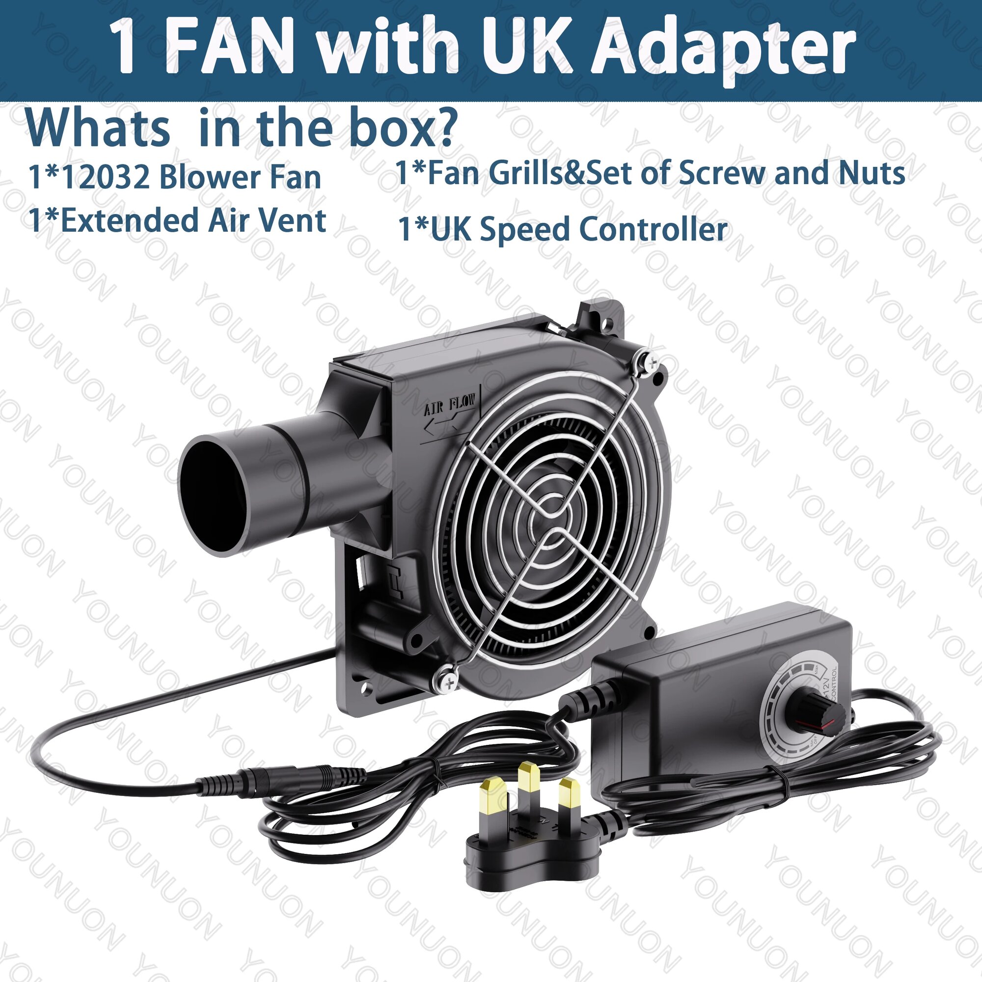 YOUNUON Центробежный вентилятор для барбекю 120 мм B-Fan US Pipe set