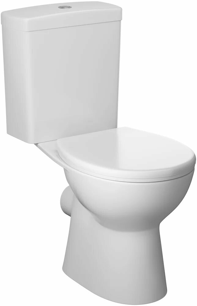 Унитаз-компакт напольный Norm Himmel 9864B099-7207 с микролифтом, безободковый, антивсплеск, фарфоровый, белый, глянцевый, овальный, с нижним подводом, сиденье для унитаза в комплекте