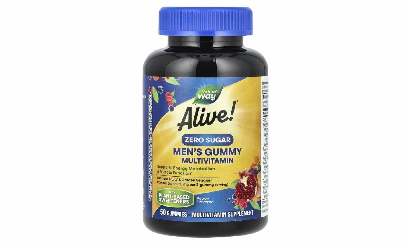 Nature's Way Alive! Zero Sugar Men Multi Gummy, Жевательные мультивитамины без сахара, для мужчин, 50 мармеладок