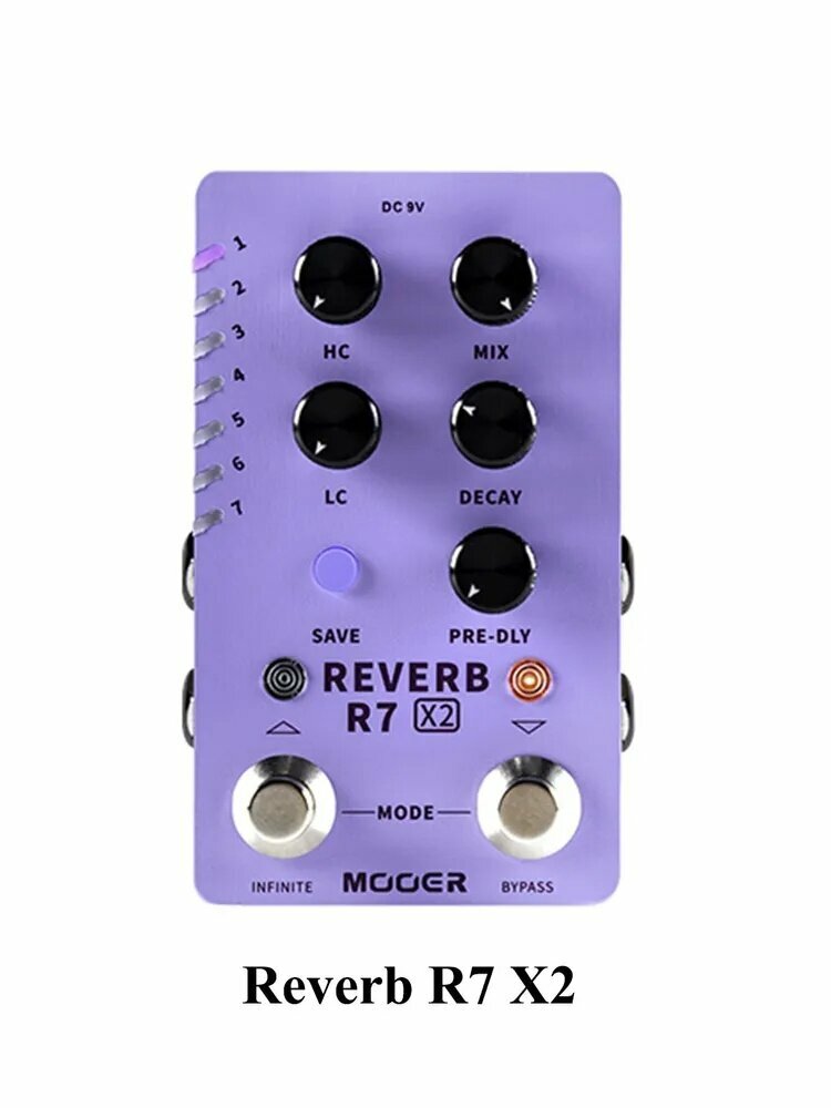 MOOER Reverb R7 X2 Электрическая гитара Эффект Двойной гвоздь Стереоревес