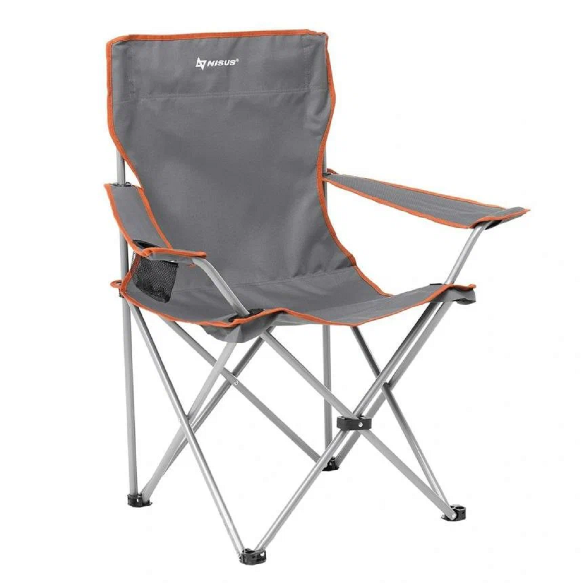 Кресло складное Nisus, сталь, полиэстер, серое, до 100 кг, с чехлом