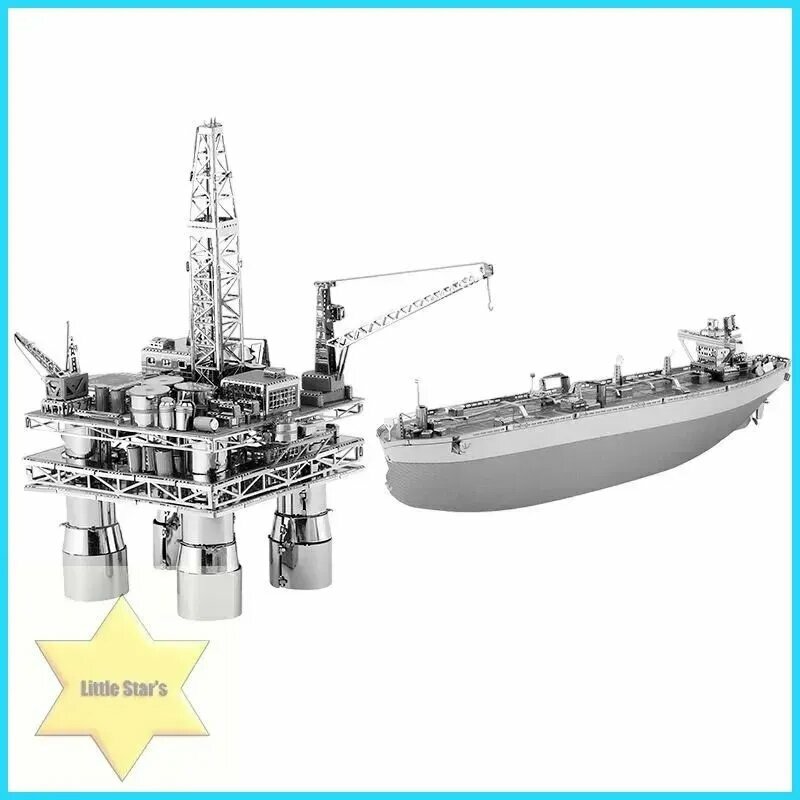 Детализированный конструктор металлический 3D пазл нефтяная вышка с танкером, премиум сборка