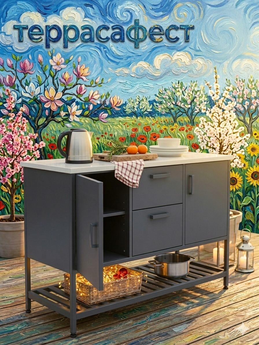 TERRASA: Набор Садовой Кухни - Модуль с 2 Ящиками - Уличная Модульная Кухня