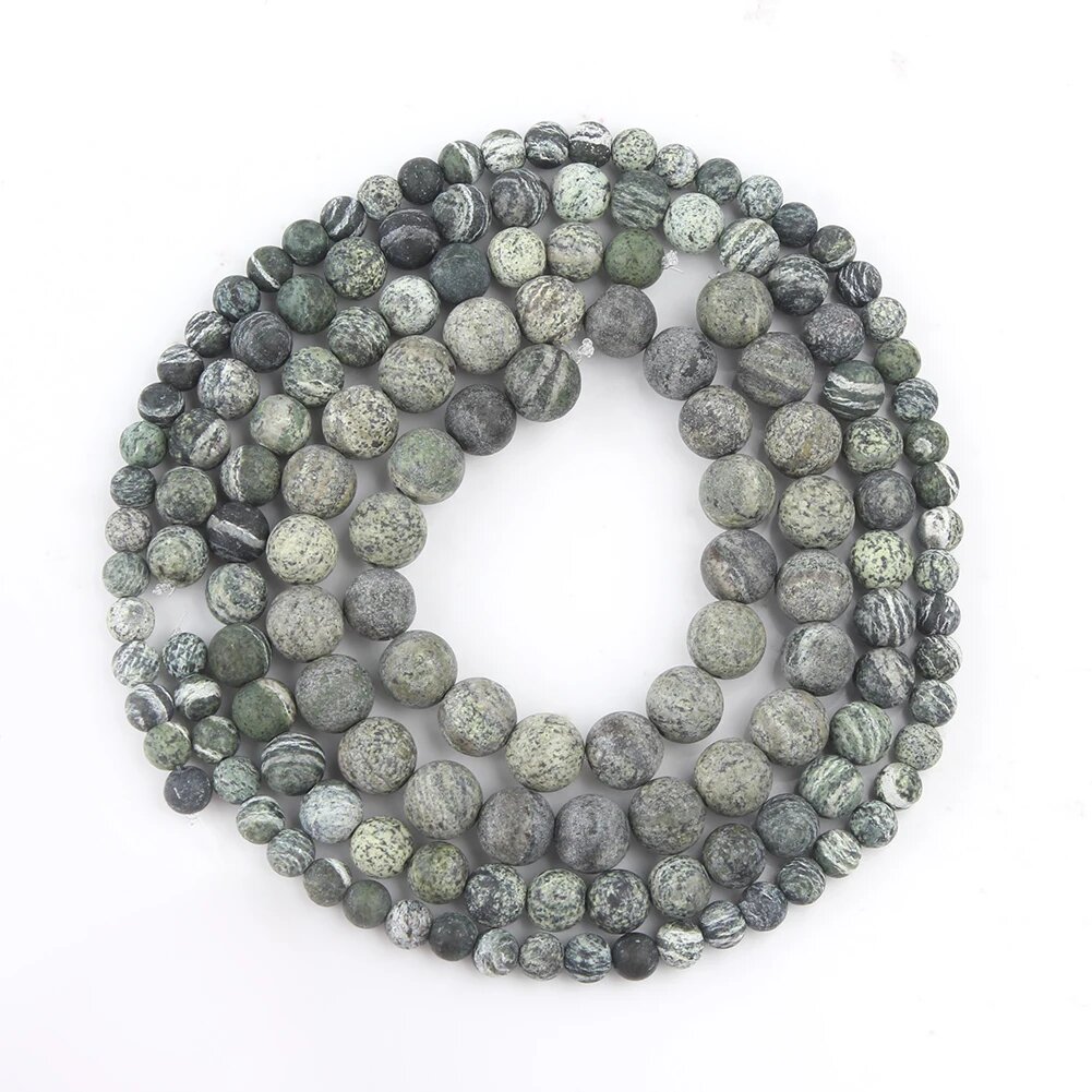 Матовые розовые бусины из камня «Зебра» AOHAYOOMQ 4 6 8 10 мм 10mm about 36pcs, Matte Green Zebra