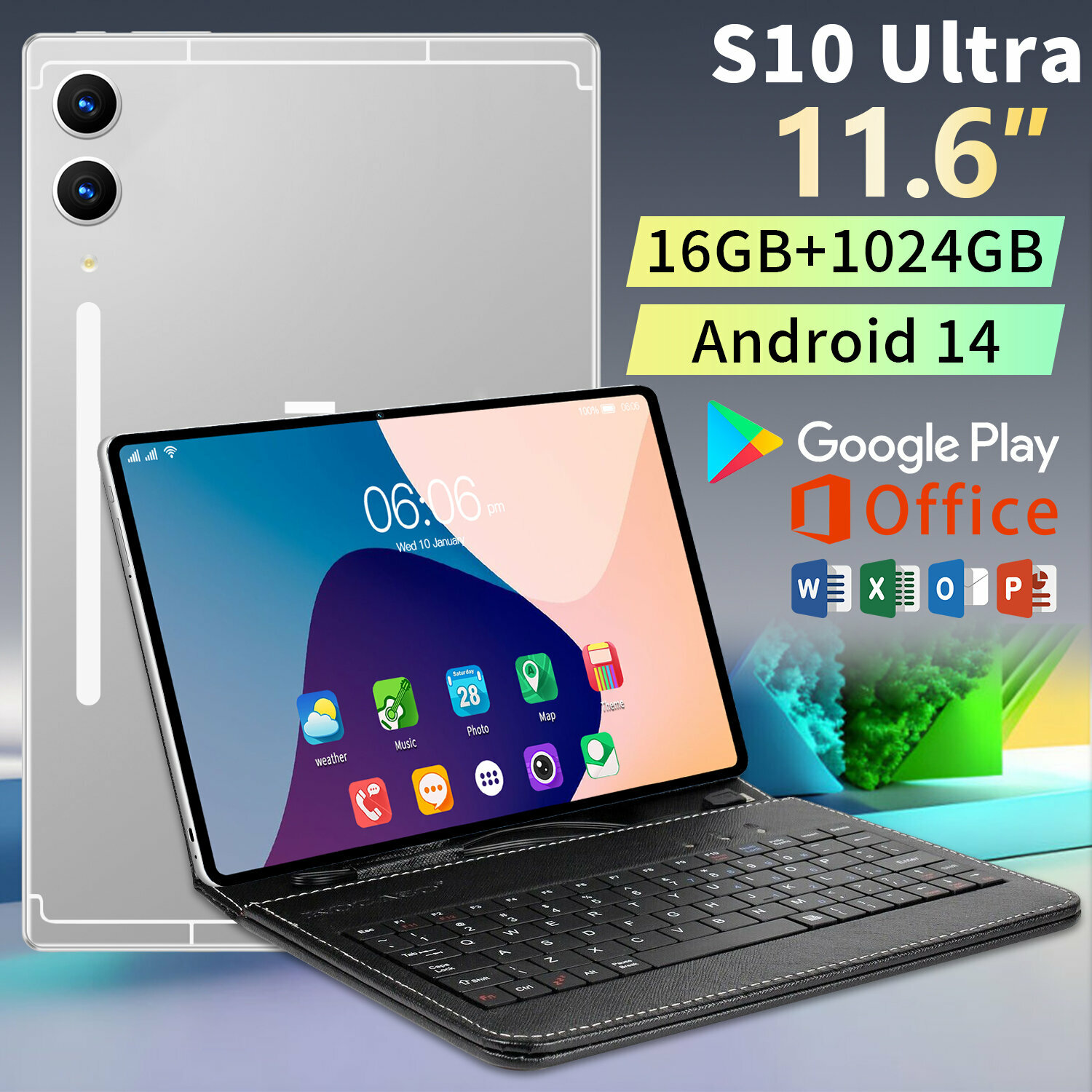 Игровой планшет S10 Ultra, экран 11,6″, 1024ГБ, SIM-карта, клавиатура