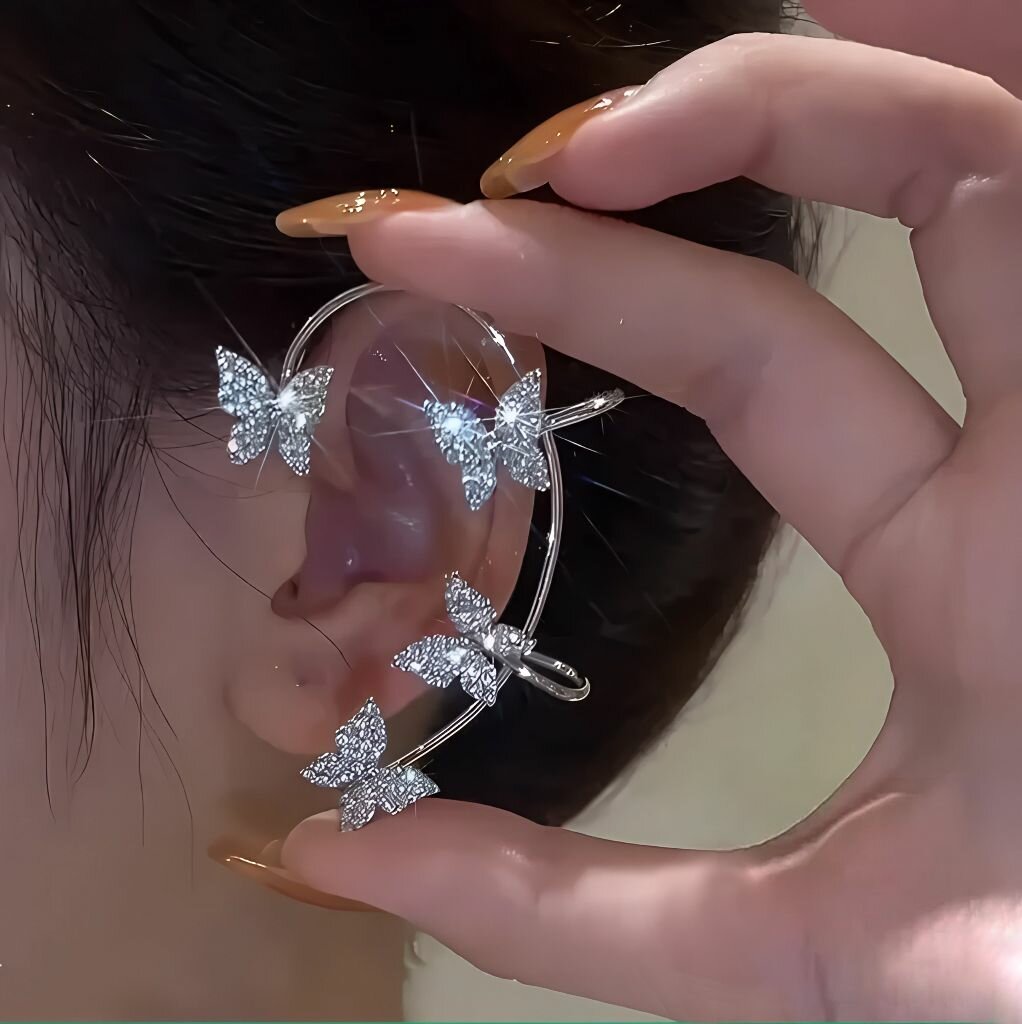 Серьги каффы, искусственный камень