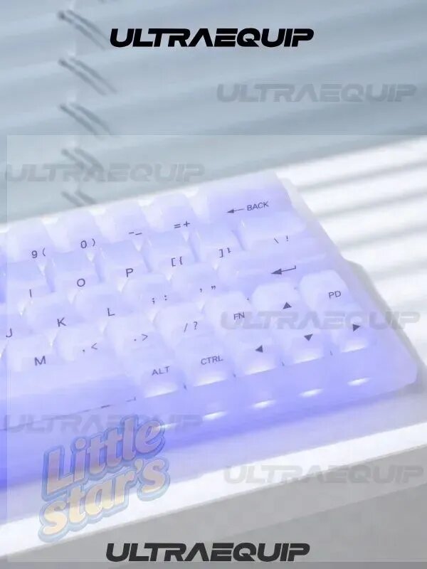 Кейкапы для механической клавиатуры - ULTRAEQUIP Набор "Фиолетовый Кристалл": 115шт, Фиолетовые Кристаллические, Матовые Полупрозрачные, Профиль Cherry, 4-Боковая Высокая Прозрачность, для MX Switch