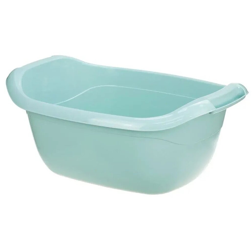 Таз овальный пластиковый 22л, цвет светло-голубой, удобные ручки, гладкая поверхность, практичный для уборки