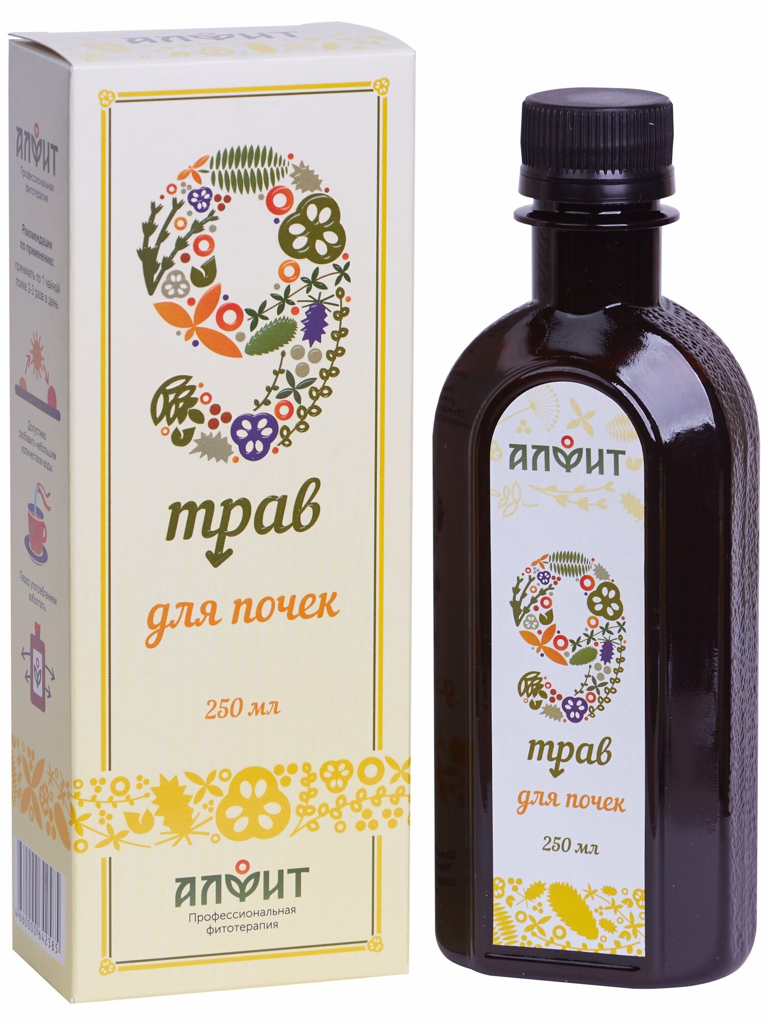 Для почек 9 трав, бальзам из уникальных алтайских трав от бренда "Алфит", 250 мл