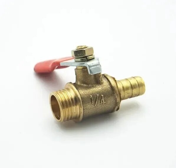 Кран шаровой резьба 1/4 трубка 1/4 для сухопарника самогонного аппарата; серебристый*1; подходит для бытовой прокладки водопроводных труб