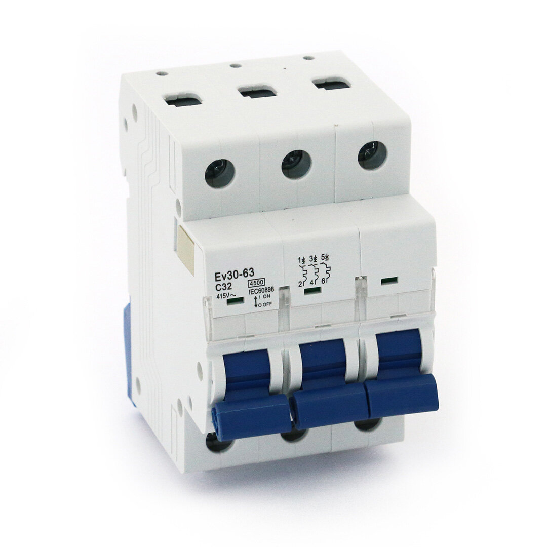 Автоматический выключатель Ev30-63 3P 4.5kA 32A C без перемычки, раздельный рычаг управления CB3422503432